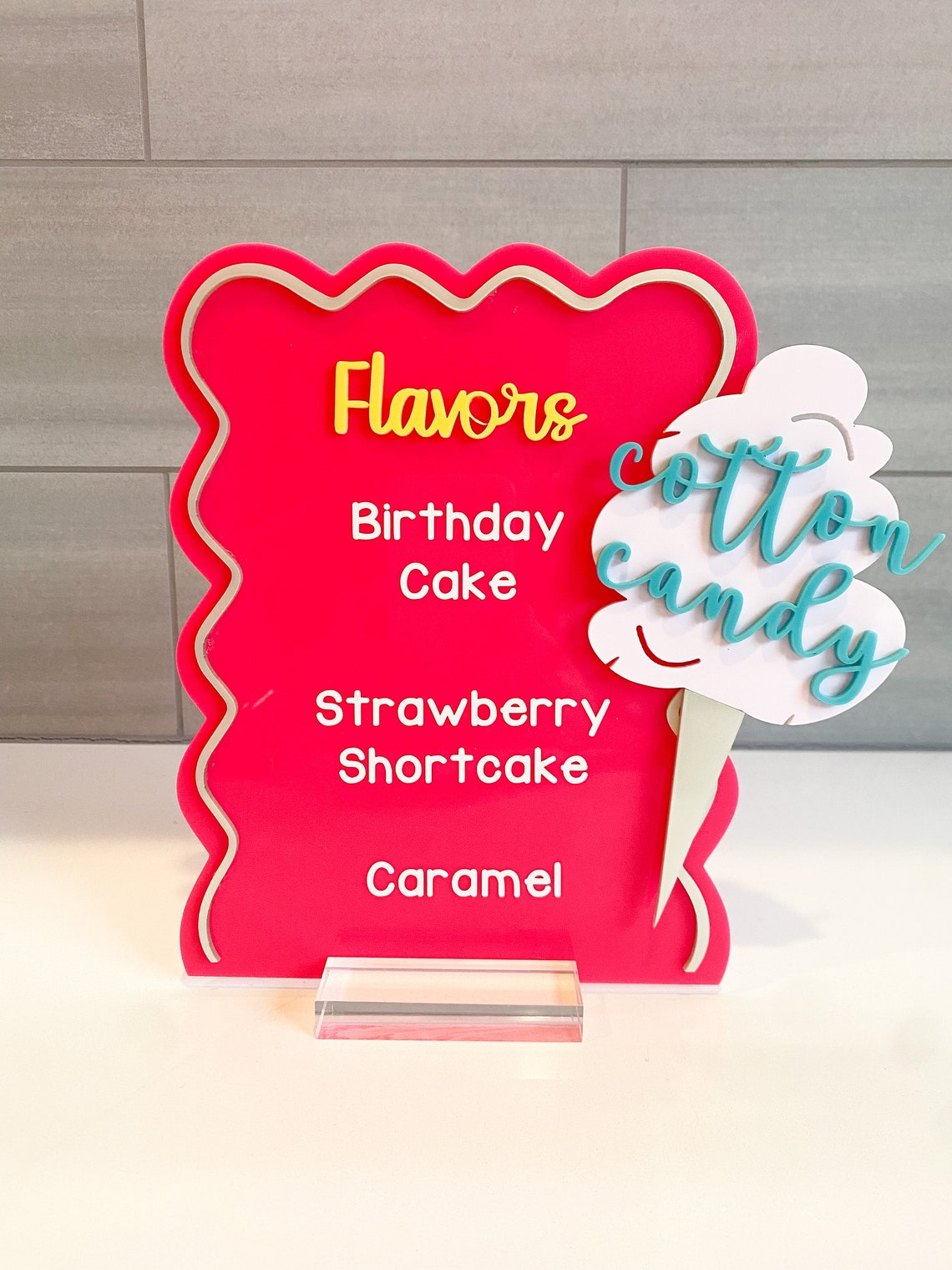 Cotton Candy Flavor Sign Pink Personalized Acrylic Birthday, Wedding ...