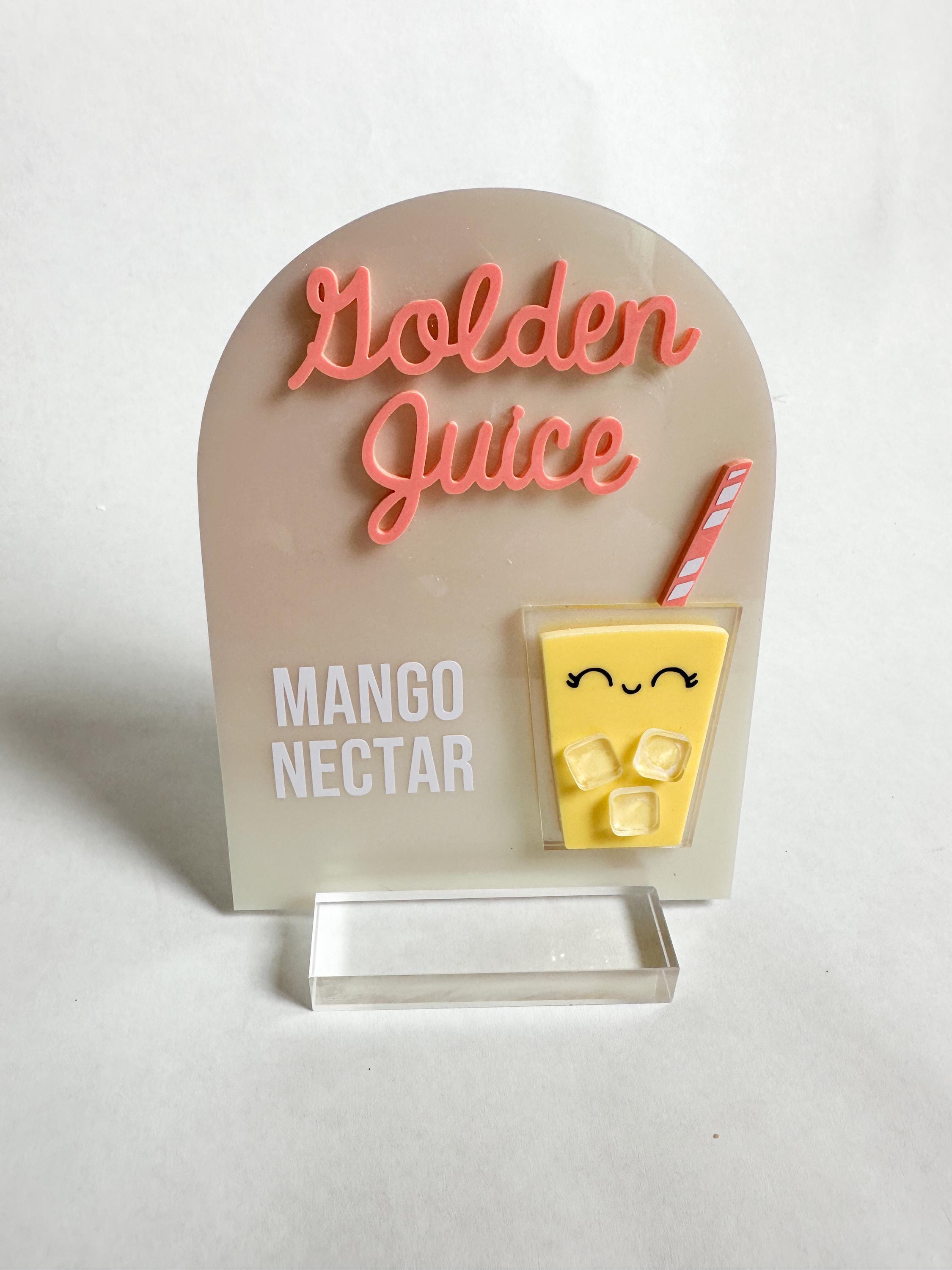 Kids Mango Juice Menu Sign Pink and Yellow Personalized Acrylic | Kids ...