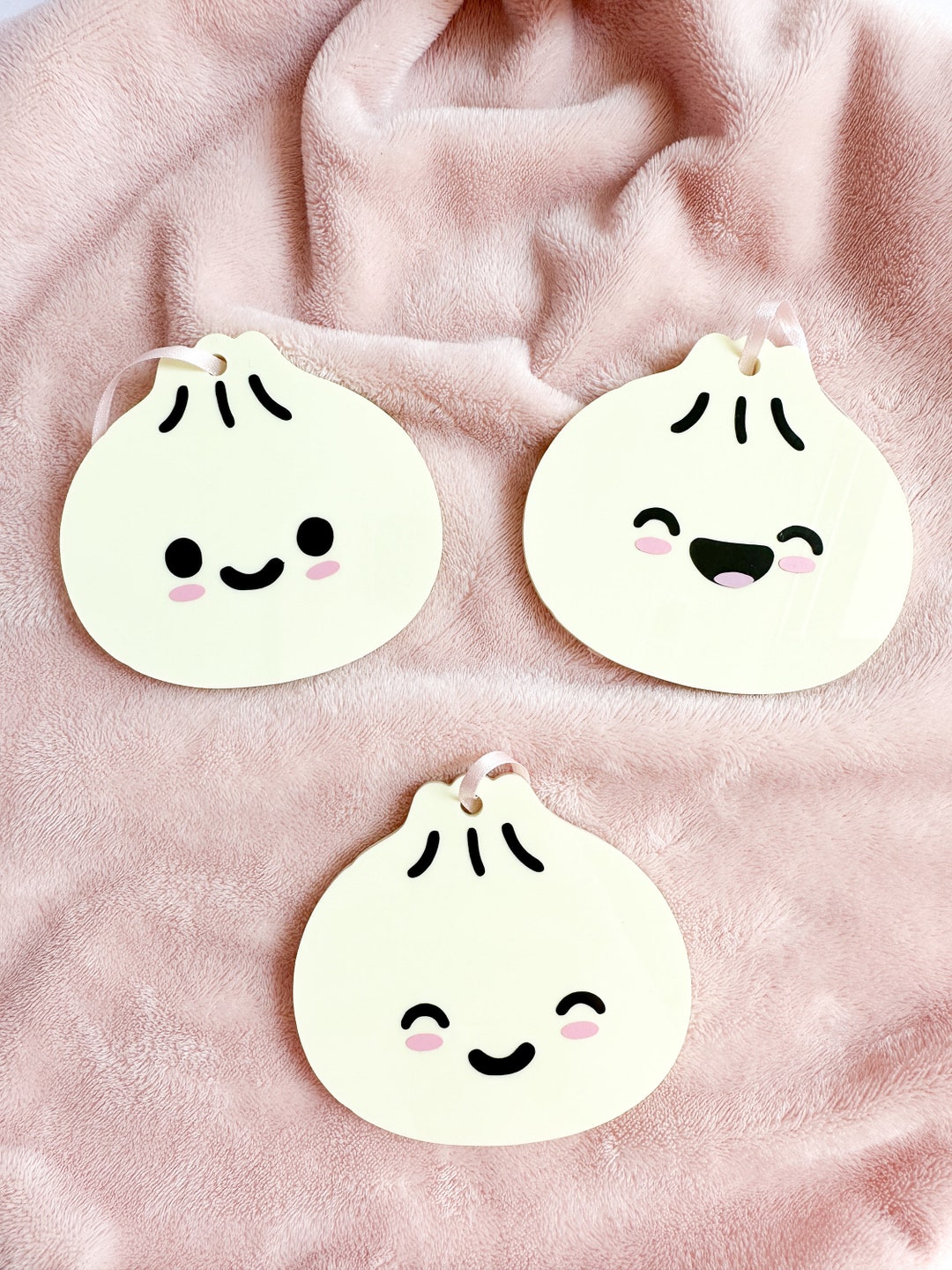 Cute Happy Acrylic Dumpling Asian Food Dim Sum Ornament, Gift Tag ...