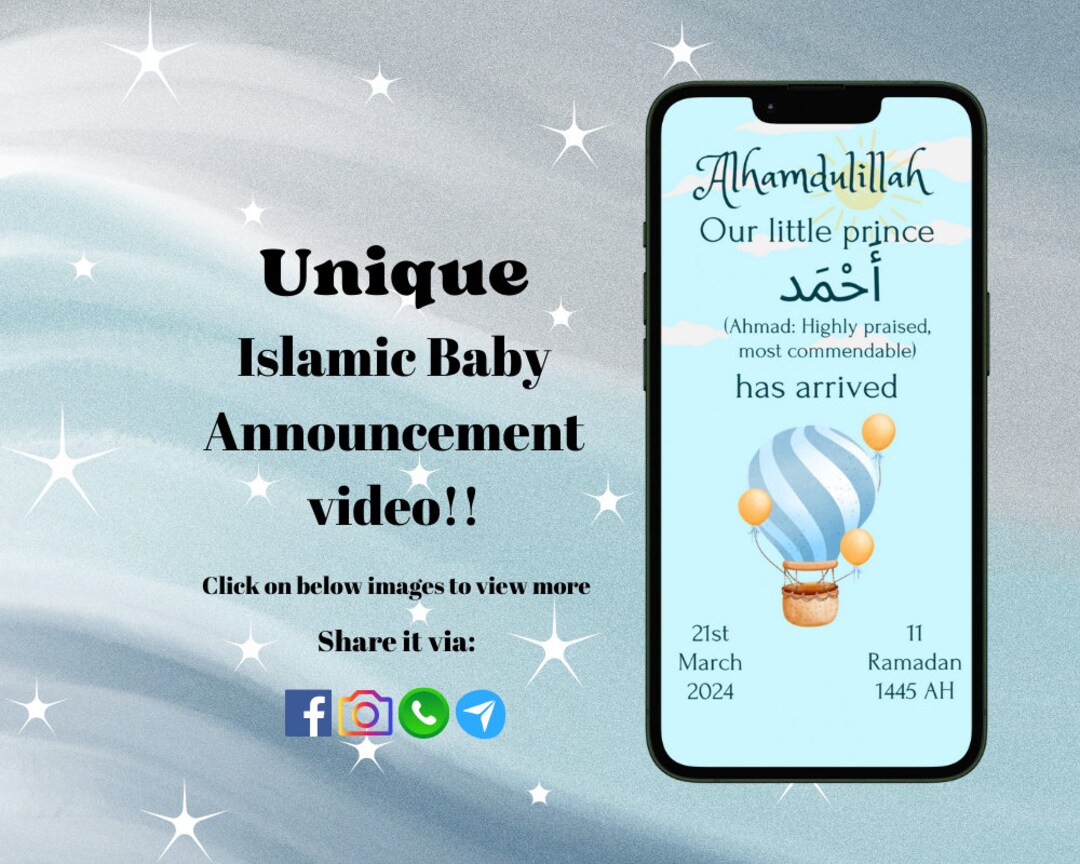 Customizable Islamic Baby Birth Announcement Video | Muslim Birth ...