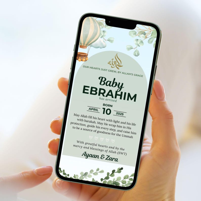 Animated Islamic Newborn Baby Birth Announcement Template, Editable ...