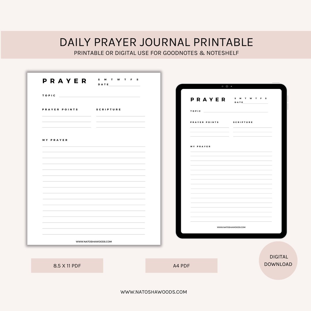 Daily Prayer Journal Printable, Christian Journal Prayer Template ...