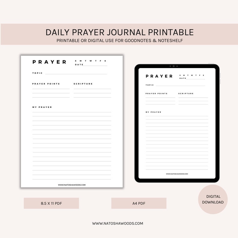 Daily Prayer Journal Printable Christian Journal Prayer Template
