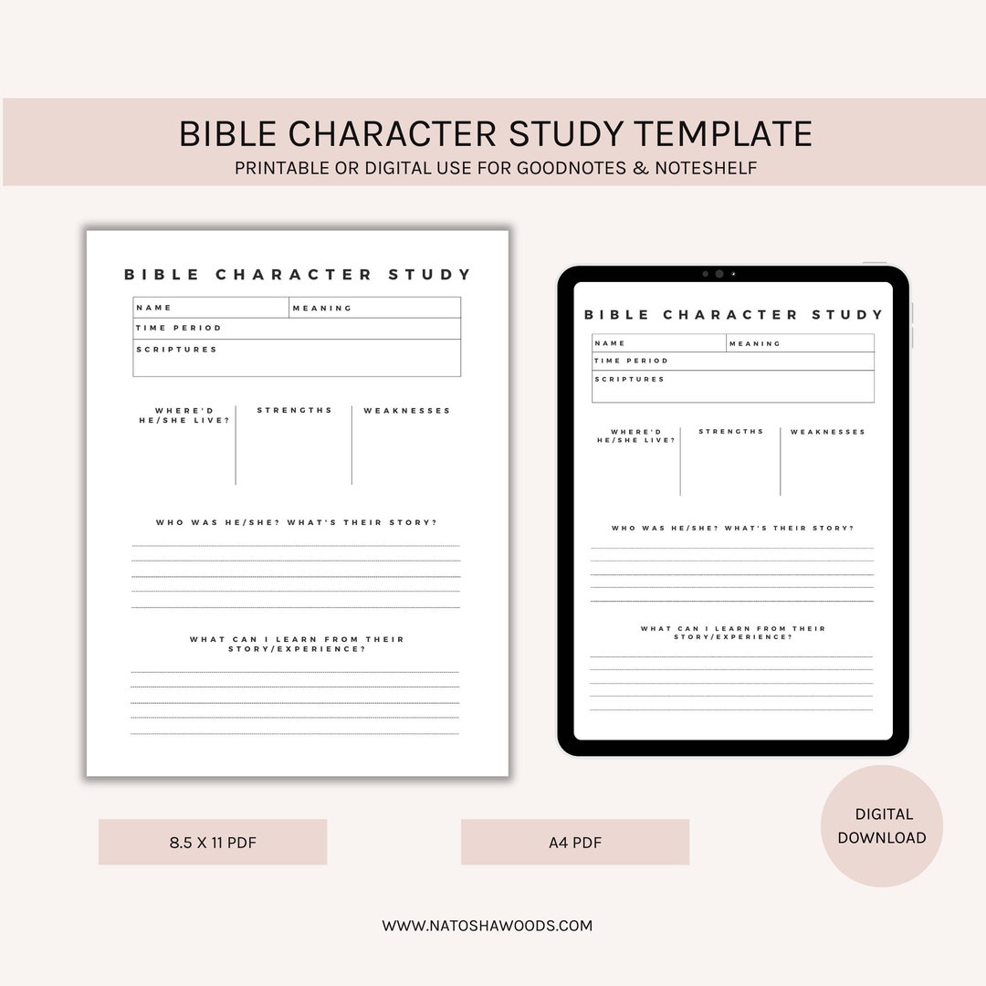 Bible Character Study Journaling Printable, Bible Study Notes Template ...
