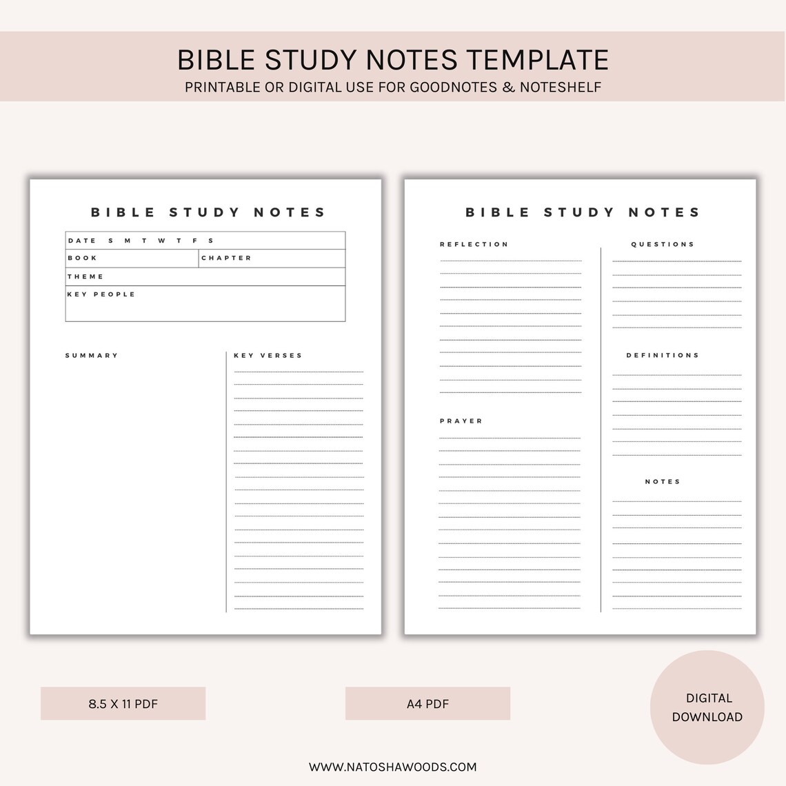 Bible Journaling Printable, Bible Study Notes Template, Sermon Notes ...