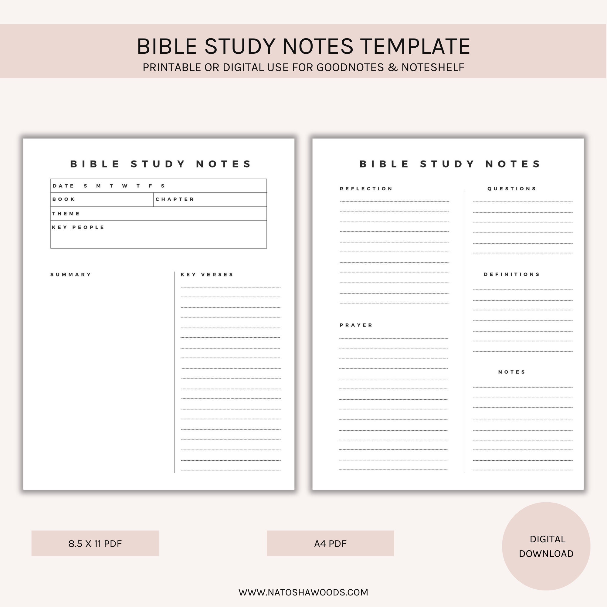 Bible Journaling Printable, Bible Study Notes Template, Sermon Notes ...