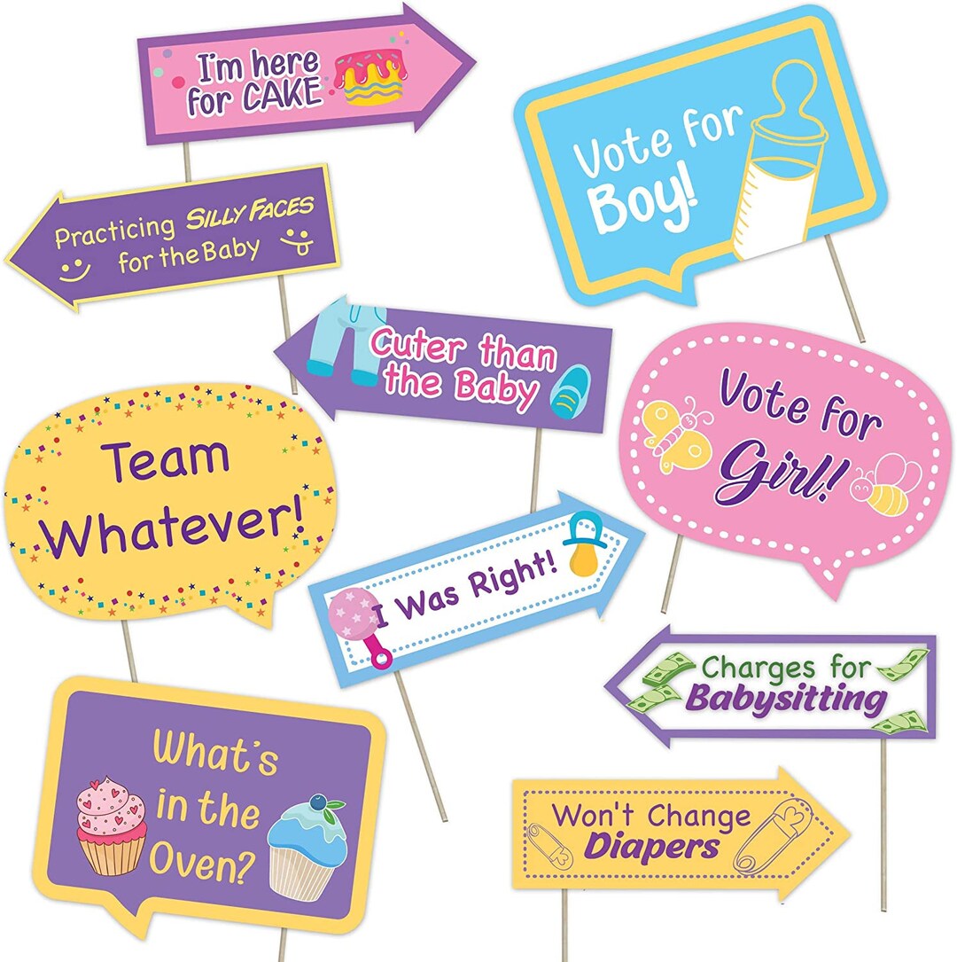 Baby Gender Reveal Party Photo Booth Props 10-piece Kit - Etsy