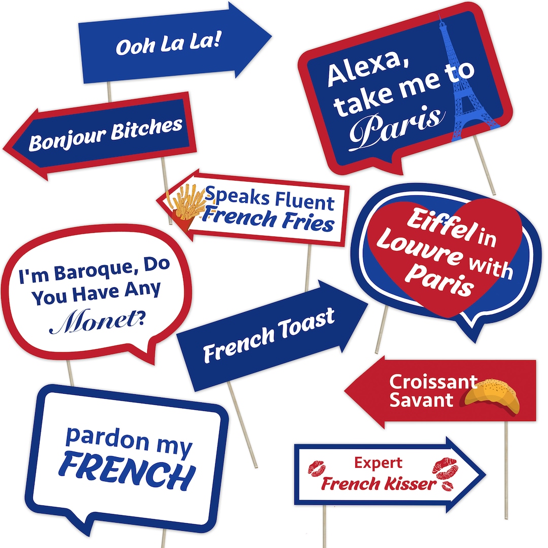 Paris Photo Booth Props French Themed Party Decorations - Etsy