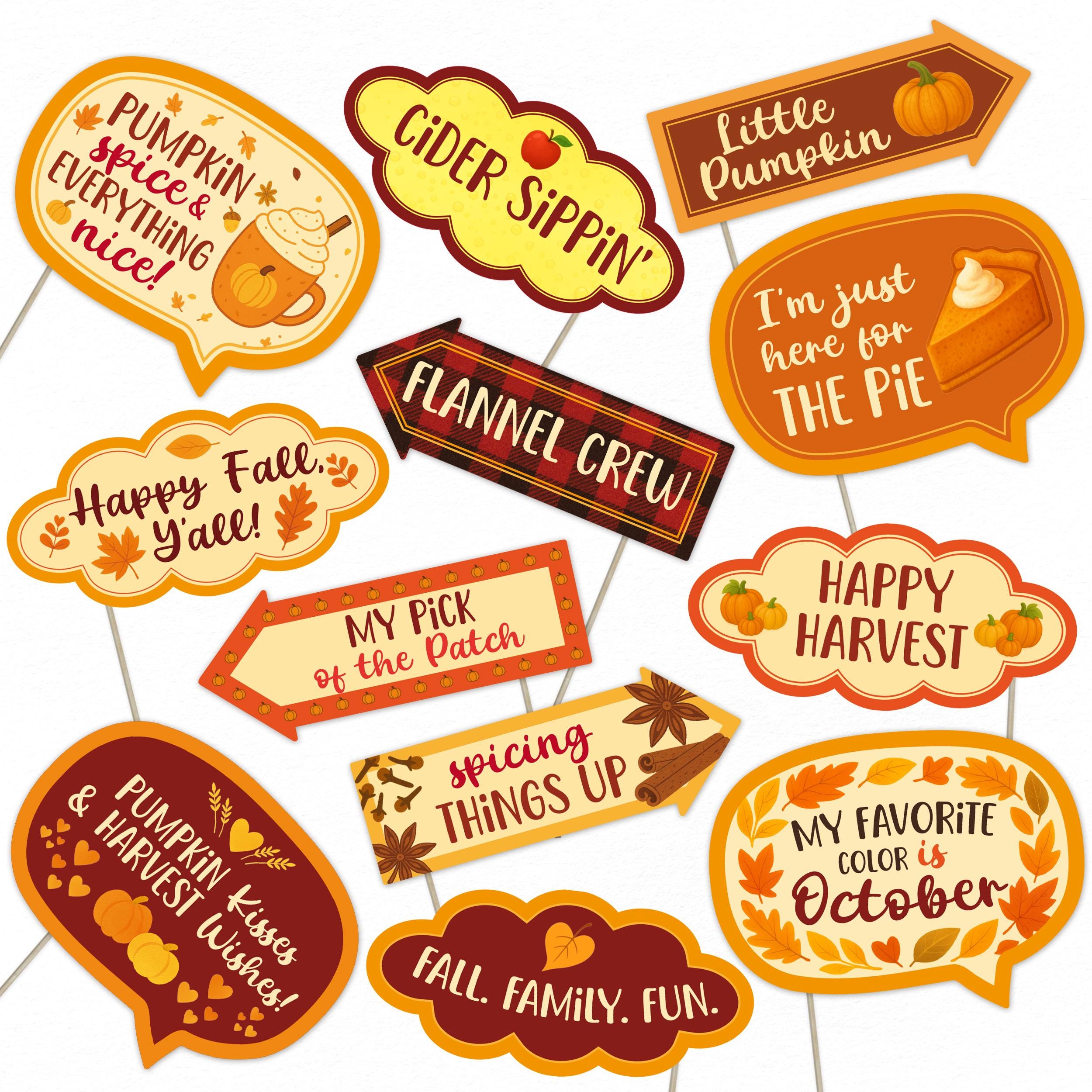 Pumpkin Fall Photo Booth Props 12 Piece Kit Fall Party Decorations Pre ...