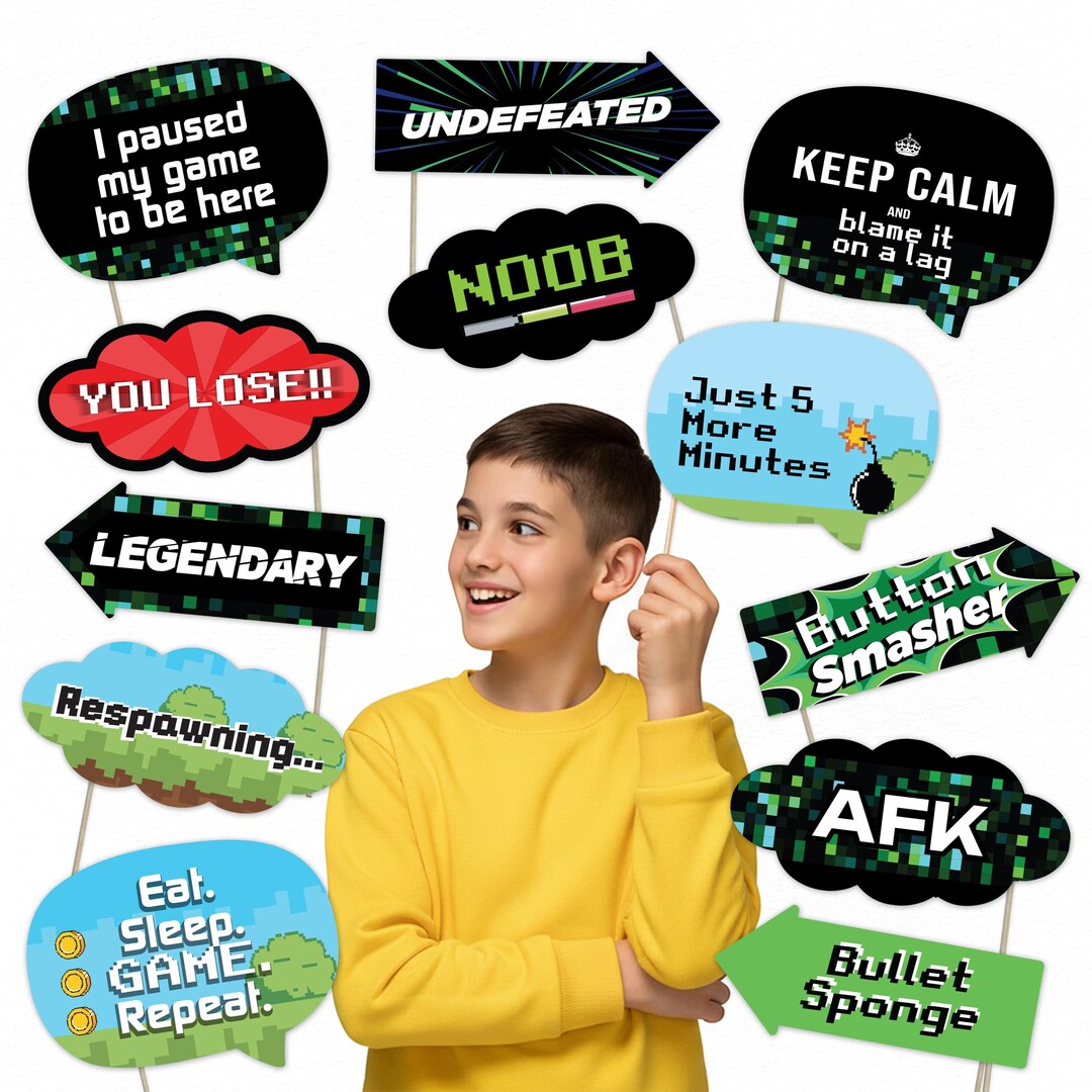 Video Game Party Photo Booth Props – Fun Gamer Birthday & Tournament ...