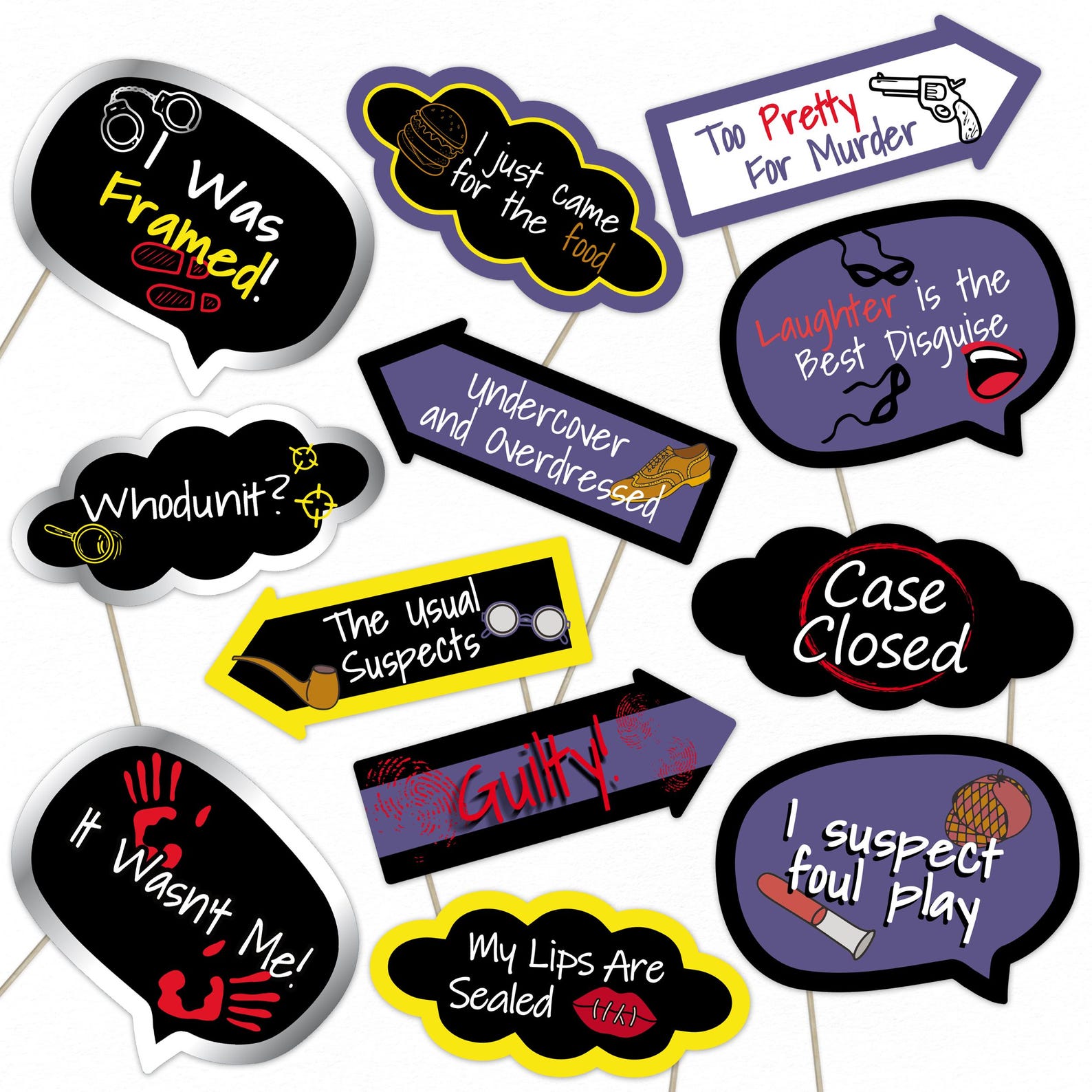 Murder Mystery Photo Booth Props – Detective Game & Crime Party ...