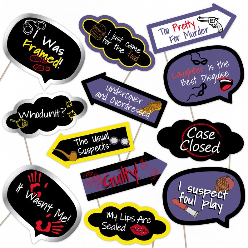 Murder Mystery Photo Booth Props – Detective Game & Crime Party ...