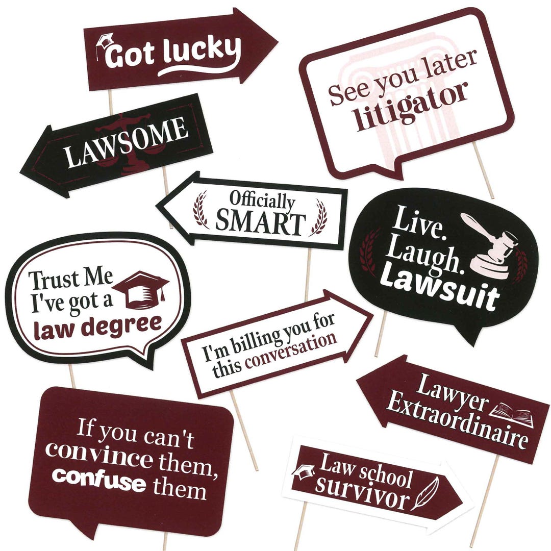 Law School Graduation Photo Booth Props 10 Piece Kit Lawyer Grad Party ...