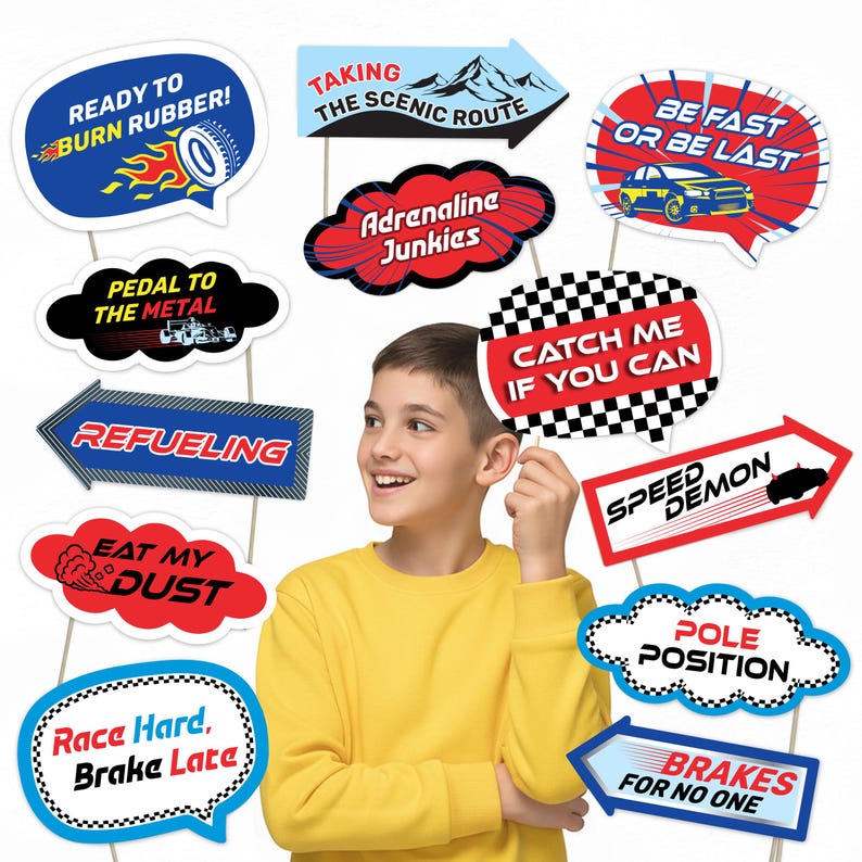 Race Car Party Photo Booth Props – Fun Racing Theme Birthday & Car ...