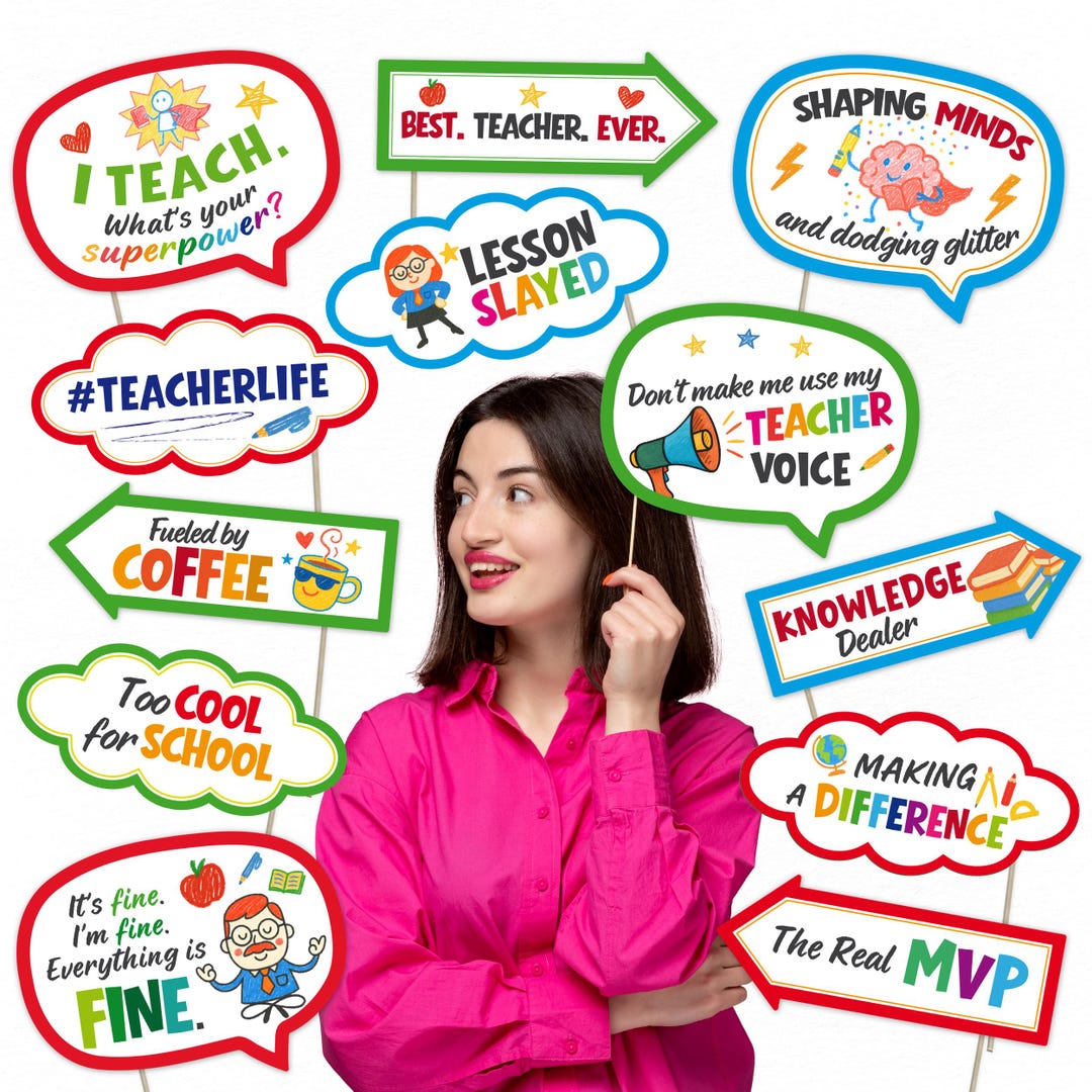 Teacher Appreciation Photo Booth Props 12 Piece Kit School Event ...