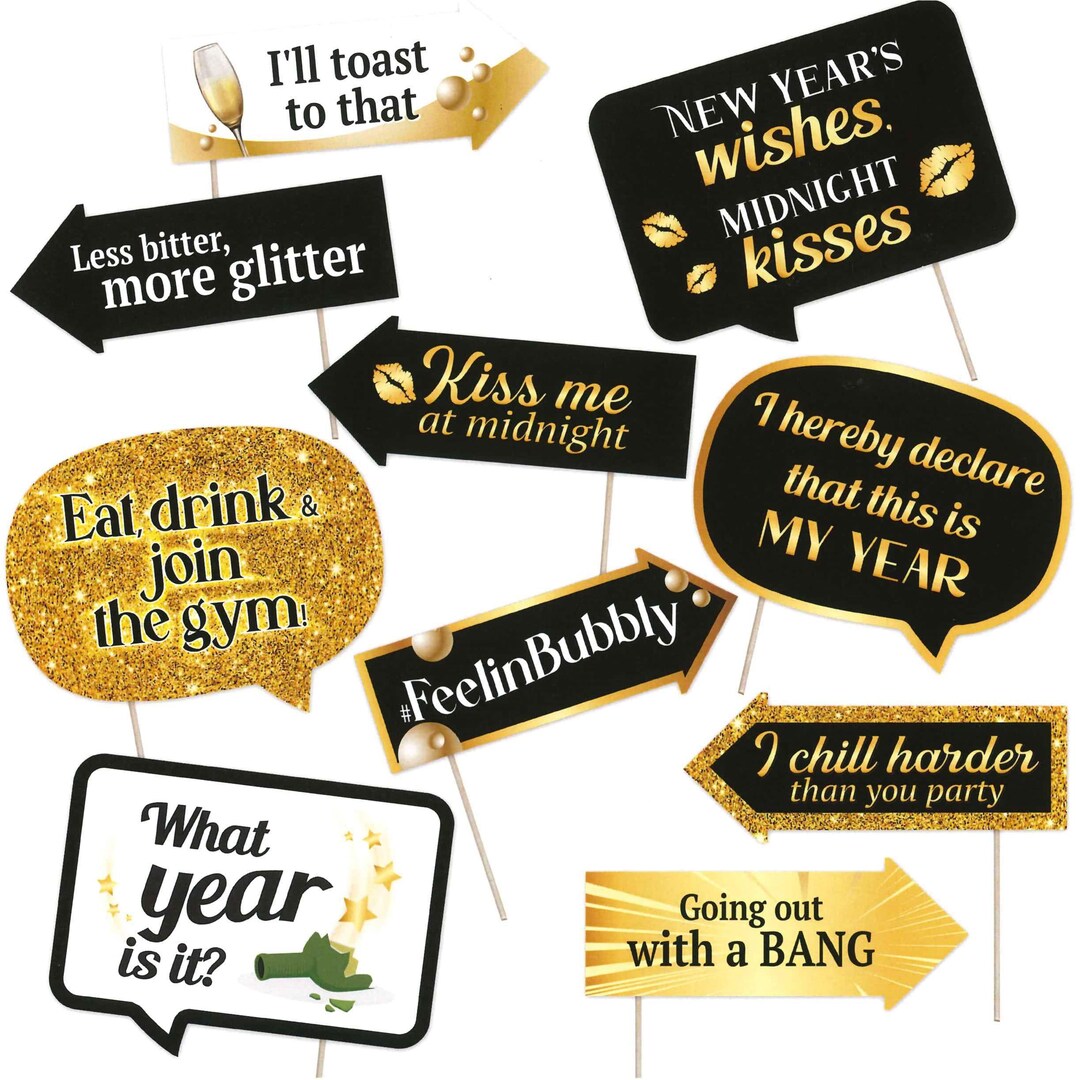 Funny New Year Photo Booth Props 10 Piece Kit Happy New Year Party ...