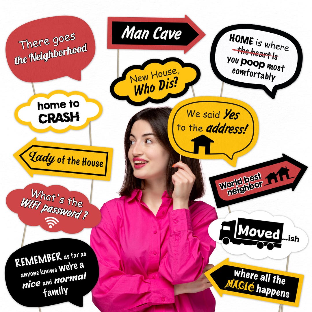Housewarming Party Photo Booth Props – Funny New Home & Realtor Event ...