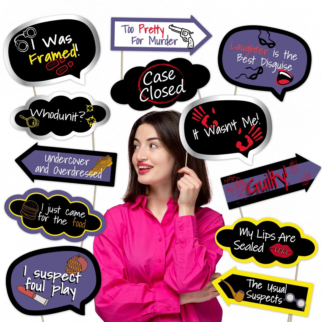Murder Mystery Photo Booth Props – Detective Game & Crime Party ...
