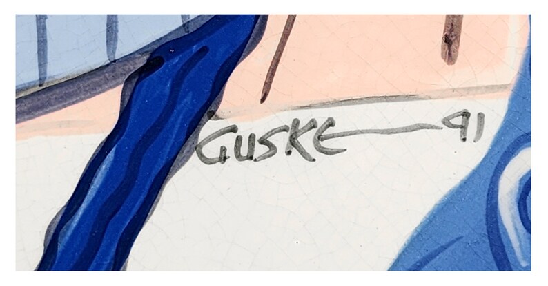 Signed Original Painted Ceramic Platter by Oregon Artist JENNIFER GUSKE ...