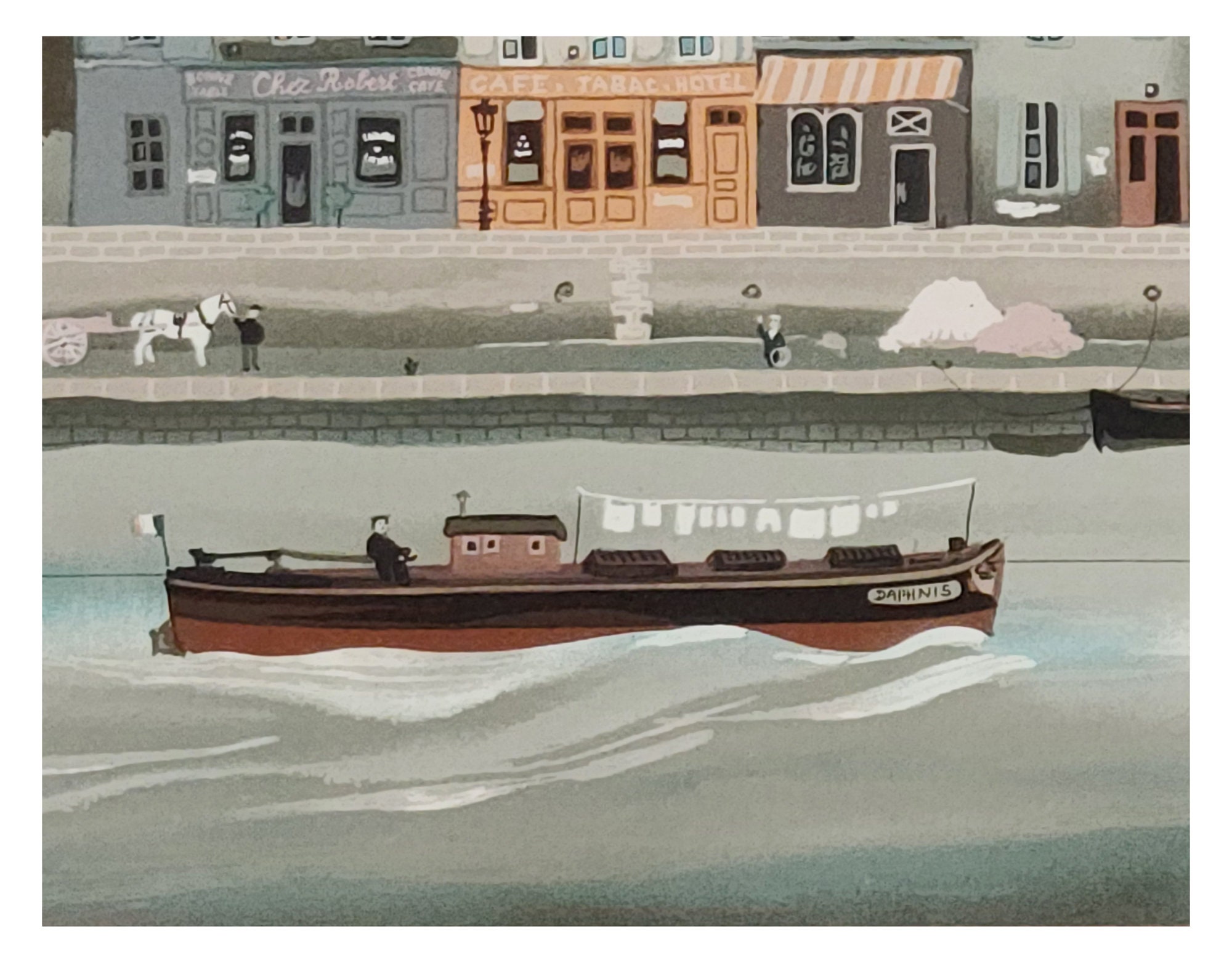 Original Stone Signed MICHEL DELACROIX Color Lithograph “le Remorqueur ...