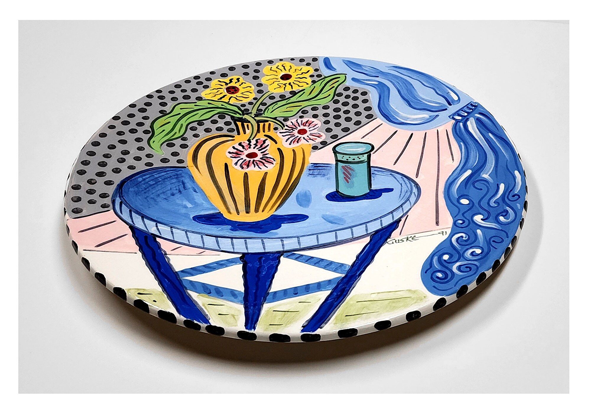 Signed Original Painted Ceramic Platter by Oregon Artist JENNIFER GUSKE ...