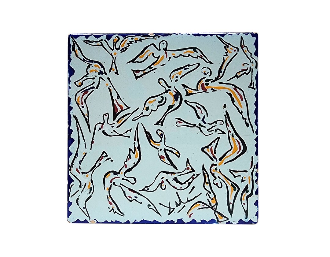 Authentic Vintage 1954 SALVADOR DALI Ceramic Art Tile “palomas” (doves ...