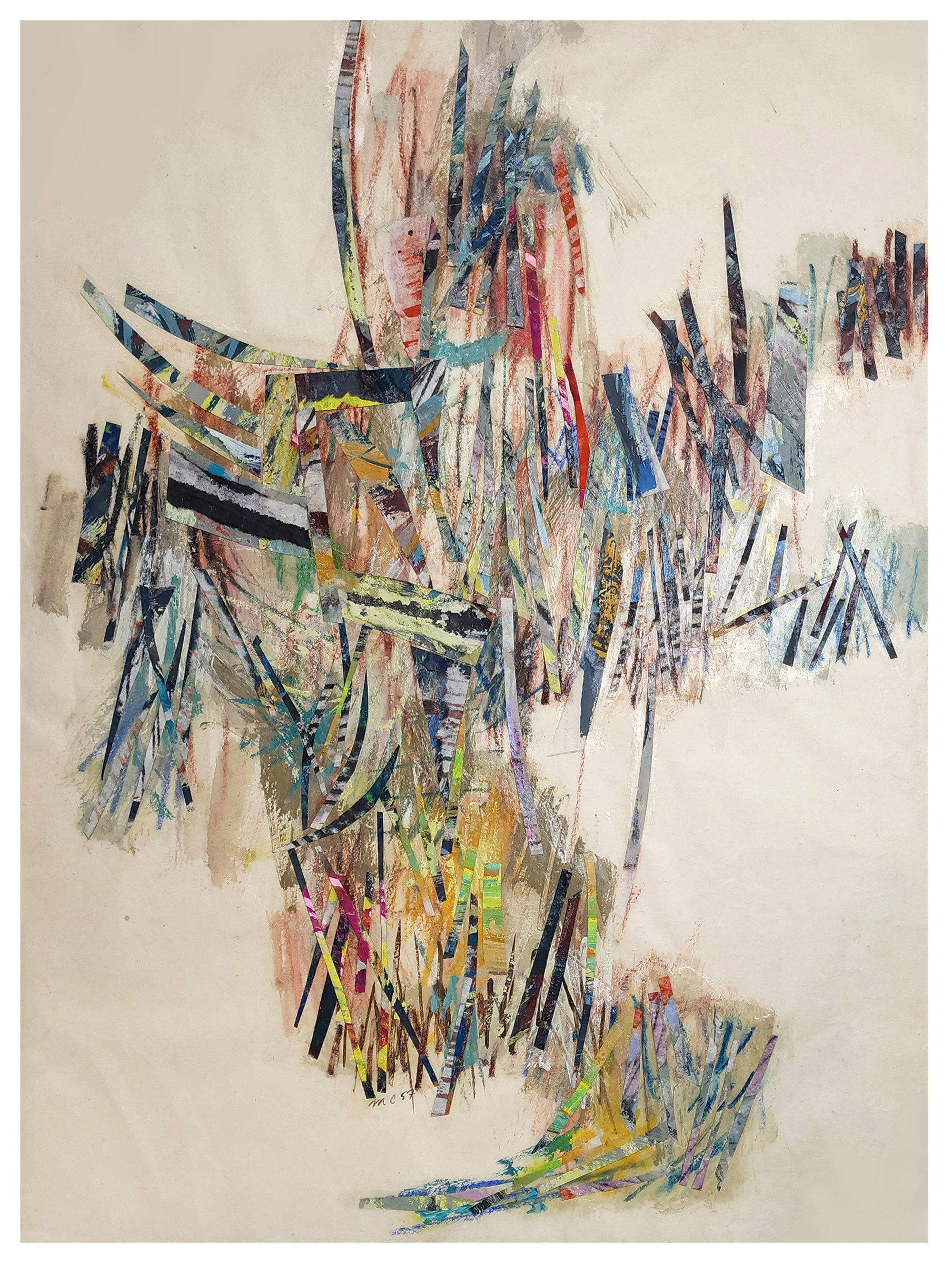 Signed Original 1950s Mid-century Modern Abstract Expressionist Collage ...