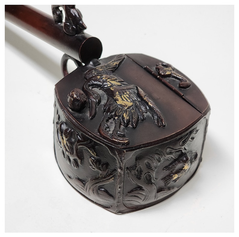 Antique Japanese YATATE Portable Writing Set Inkwell and Brush Holder ...