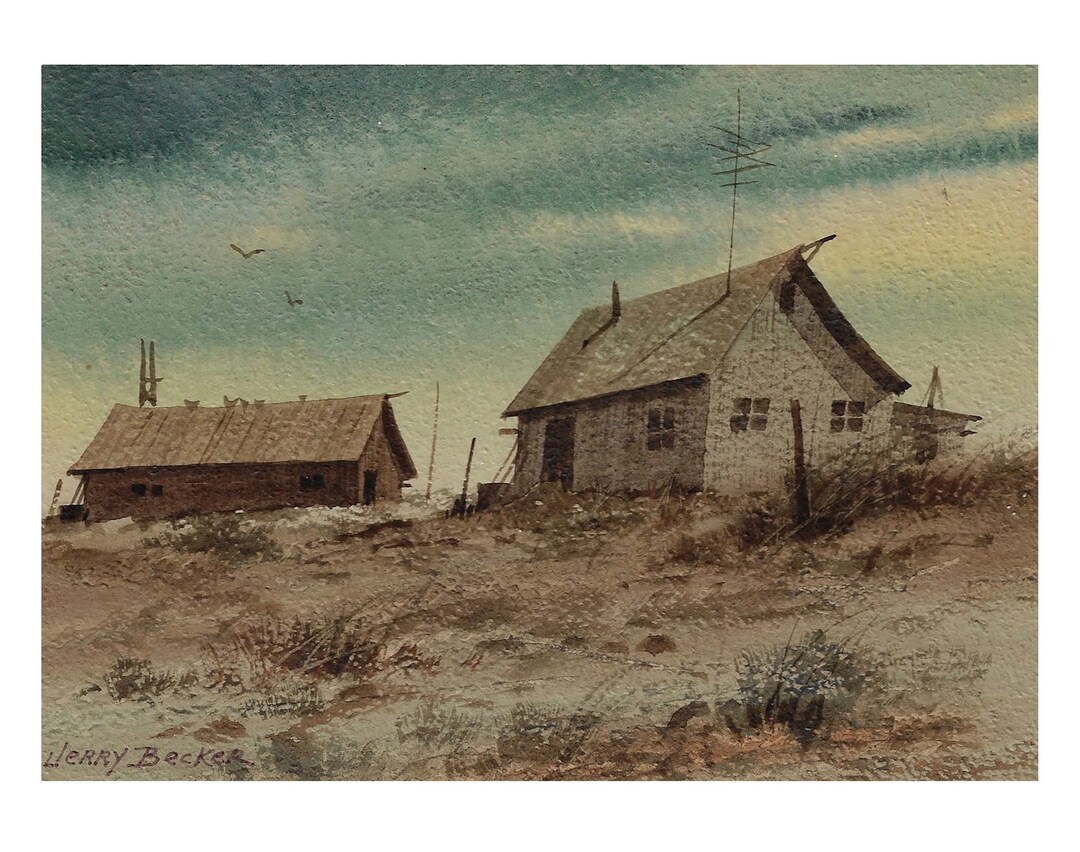 Signed Original JERRY BECKER Watercolor “two Buildings” - Etsy