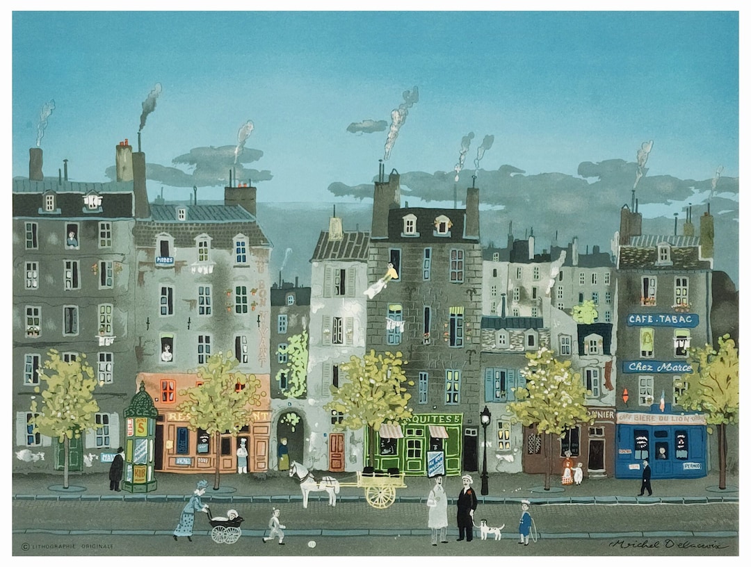 Original Stone Signed MICHEL DELACROIX Color Lithograph “l’homme ...