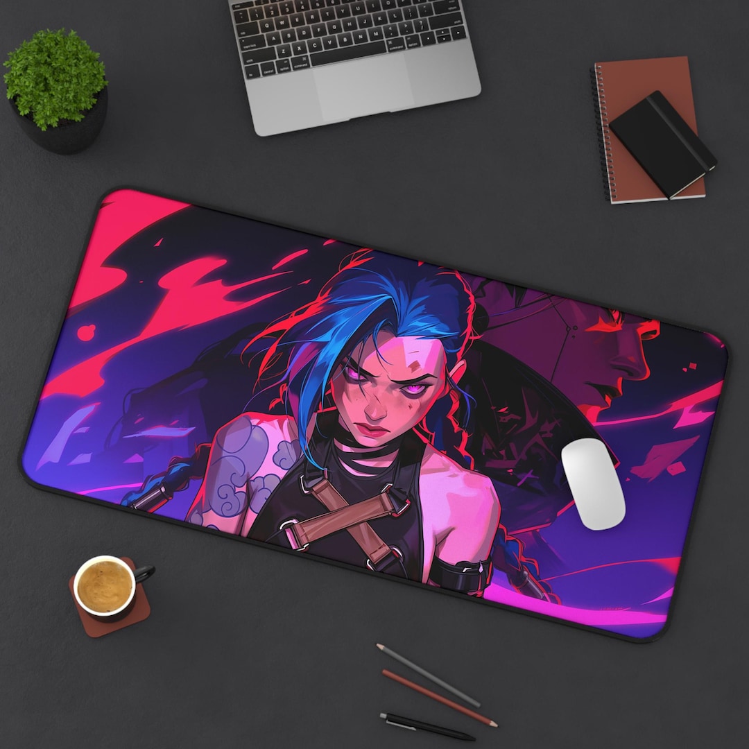 Gamer Desk Mat, Jinx Arcane League of Legend Mousepad, Work From Home ...