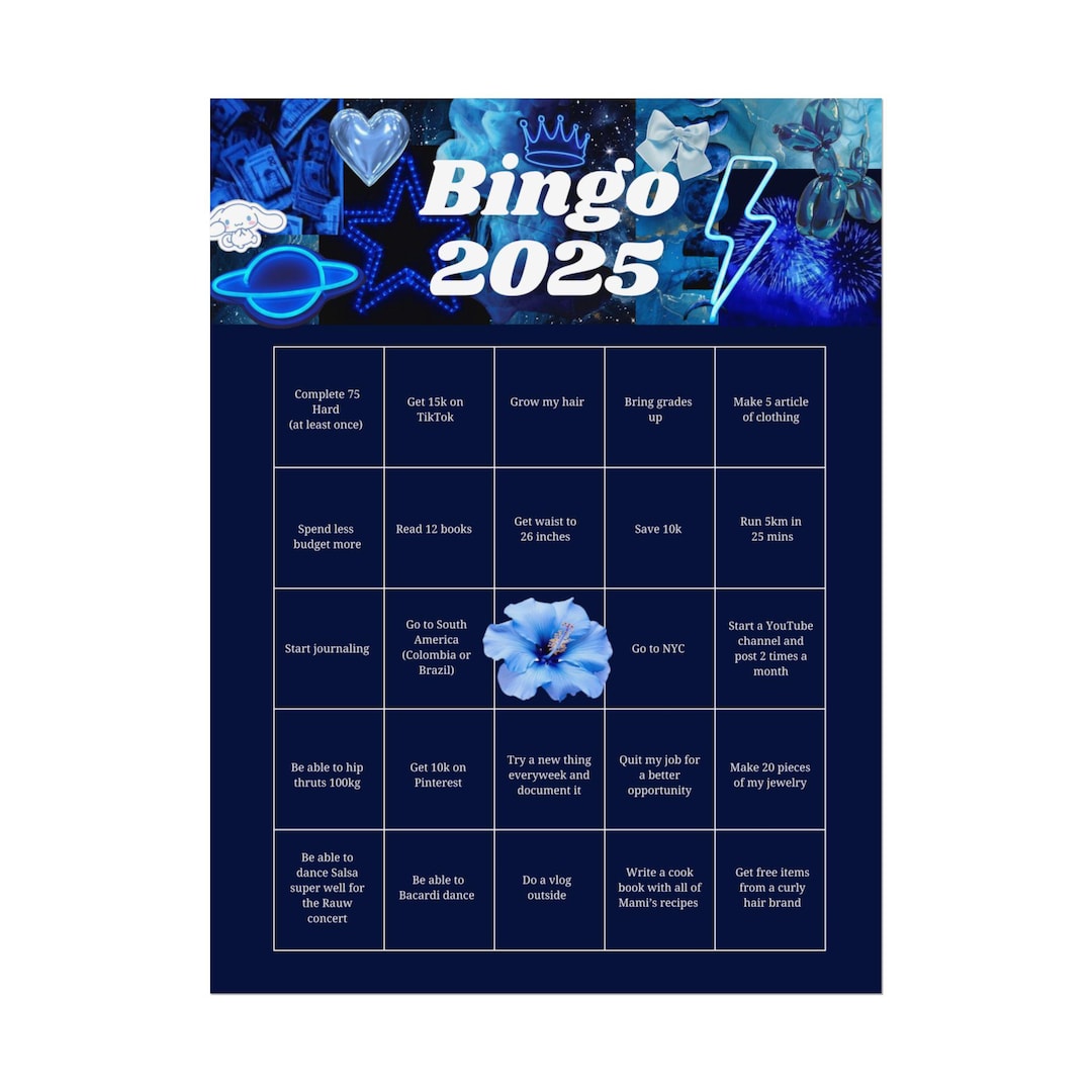 Bingo Card 2025 Cute Goal Resolution Planner Vision Board Manifestation ...
