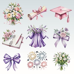 100 Graduation Watercolor Clipart, Graduation Clipart Bundle ...