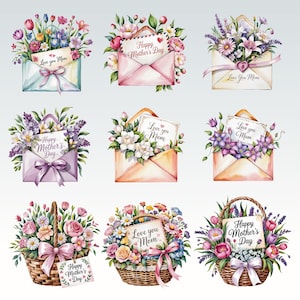 150 Happy Mother’s Day Watercolor Clipart Bundle, Floral Mom Clipart ...