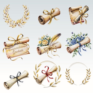 100 Graduation Watercolor Clipart, Graduation Clipart Bundle ...