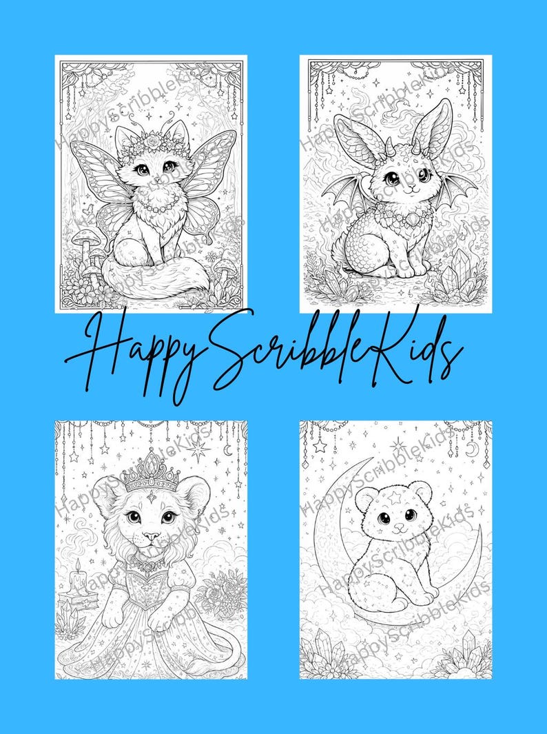 Magical Animal Coloring Book | Fantasy Creatures for Kids (PDF Pattern ...
