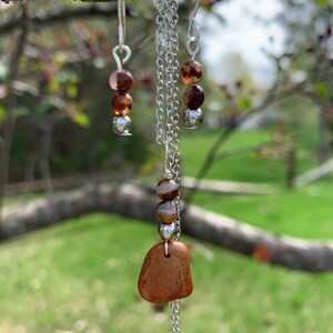 Natural Rock Jewelry Set With Golden Brown Tumbled Stone and Agate Bead ...