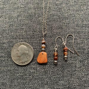 Natural Rock Jewelry Set With Golden Brown Tumbled Stone and Agate Bead ...
