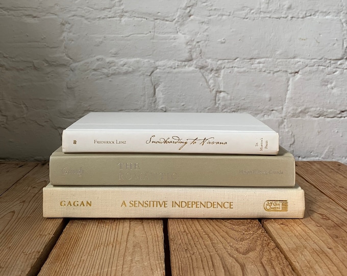 Tan Vintage Book Stack, Coffee Table Books, Shelf Decor Books, Neutral ...