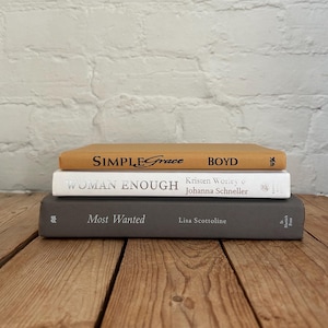 Tan White and Gray Book Stack, White Gray Tan Book Decor, Decorative ...
