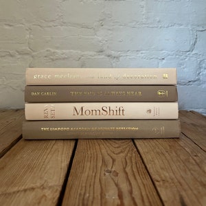 Cream and Tan Book Stack, Prop Books, Staging Books, Real Hardcover ...