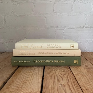 Ivory Cream and Green Book Stack, Curated Styling Book Set for ...