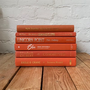 Orange Book Stack, Orange Book Decor, Decorative Display Books, Books ...