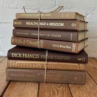 Decorative Red, Ruby, Maroon, Burgundy, Rust Brown Book Stack Shelf ...