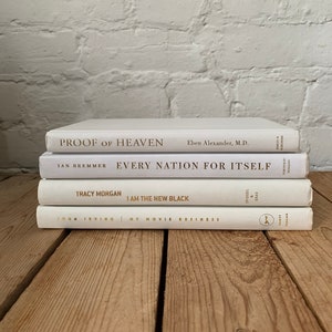 White Decor Books, Vintage Shelf Staging Books , White Staging Prop ...