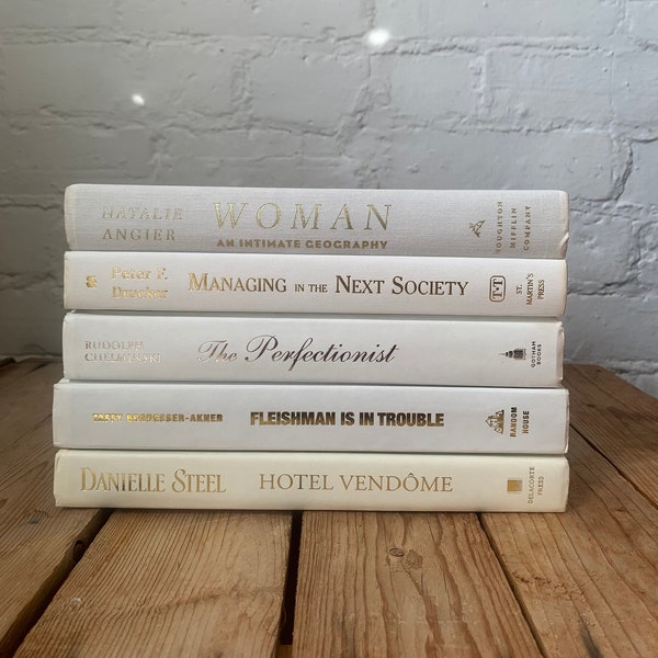 White Decorative Books - Etsy