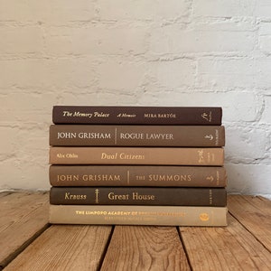 Brown Book Stack, Bundle of Aesthetic Brown Books for Bookshelf Styling ...