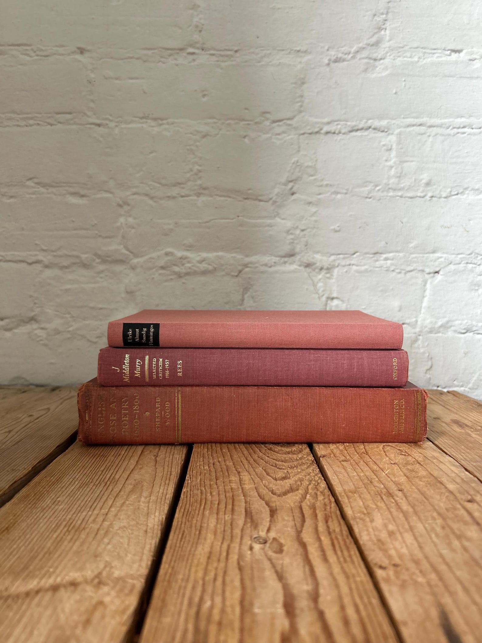 Rose Staging Books, Soft Pink Bookshelf Decor, Blush Book Stack, Warm ...