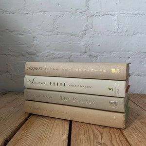 Cream Tone Book Stack, Ivory Book Decor, Cream and Ivory Decorative ...