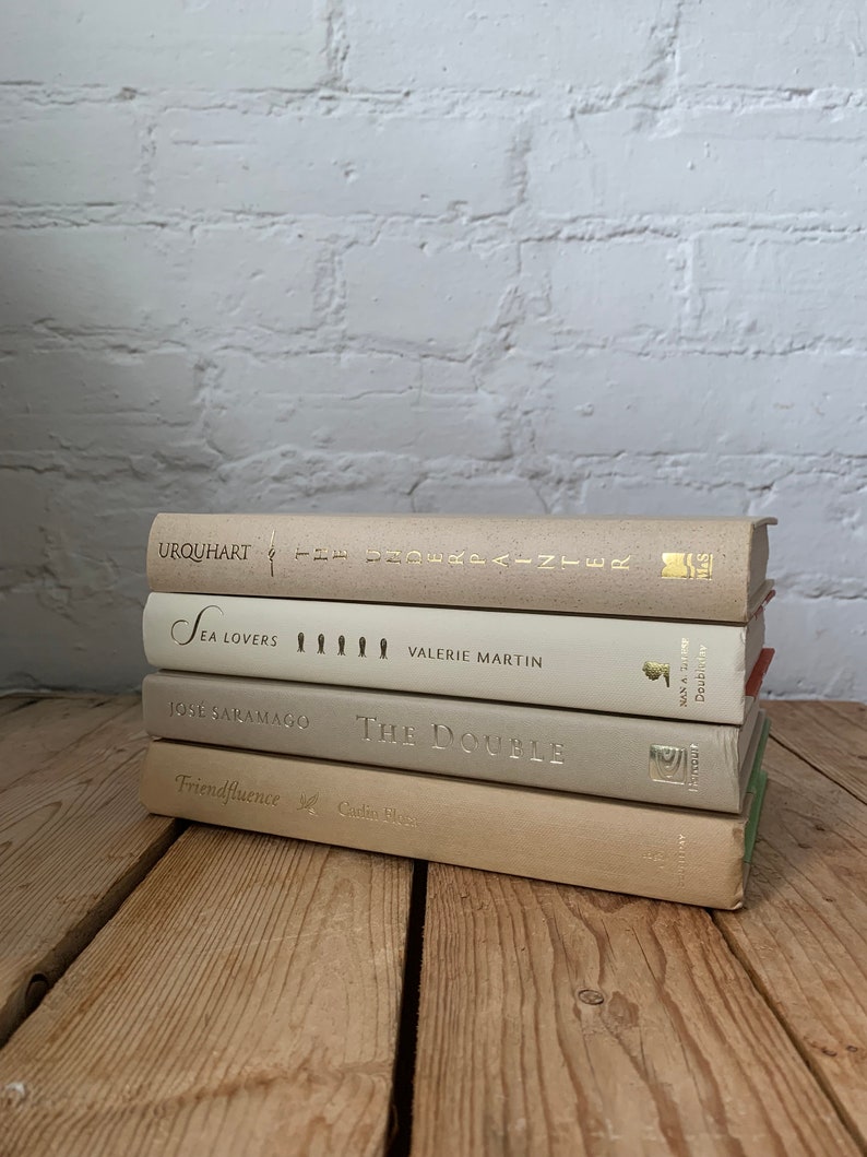 Cream and Taupe Book Stack, Ivory Book Decor, Cream and Ivory ...